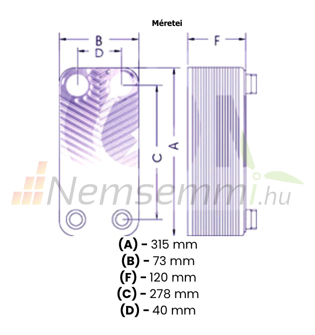 Lemezes hőcserélő 50 lemezes 210kW 4x3/4” külső csatlakozáss Lemezes hőcserélő 50 lemezes 210kW 4x3/4” külső csatlakozáss